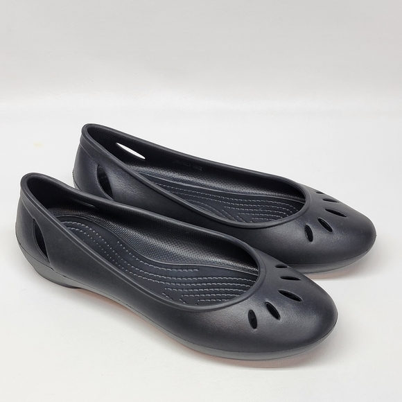 CROCS | Shoes | Crocs Womens Size 8 Black Ballet Flats Closed Toe Soles ...